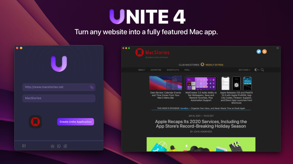 Unite – Easily turn your website into a Mac app - addROM